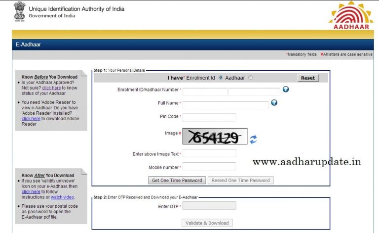 Aadhar Card Download By Aadhar Number Only - UIDAI Online Aadhaar Card Help