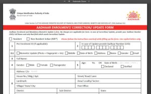 Aadhar Card Update Form, Correction - www.uidaionlineaadharcard.com