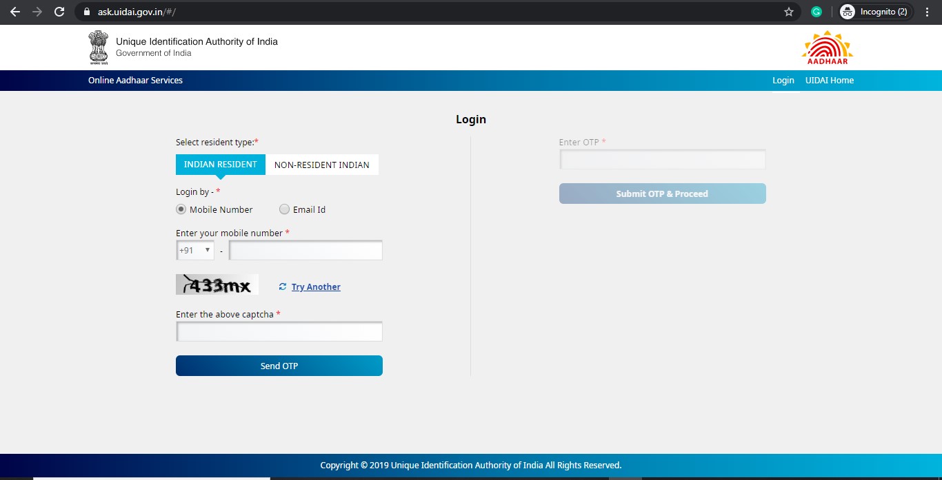 How To Change Mobile Number In Aadhar Card Online Self Service Portal
